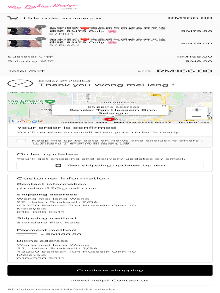 Thank You Wong Mei Leng ! - Myfashion-Design - Checkout 结账 | PDF