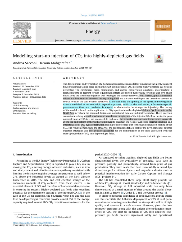 2 - Sacconi Modelling Start-Up Injection of CO2 Into Highly-Depleted ...