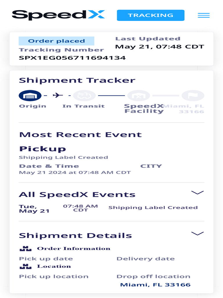 SpeedX Tracking | PDF