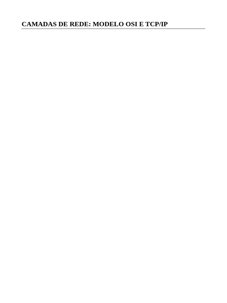 Camadas de Rede: Modelo Osi e Tcp-Ip | PDF