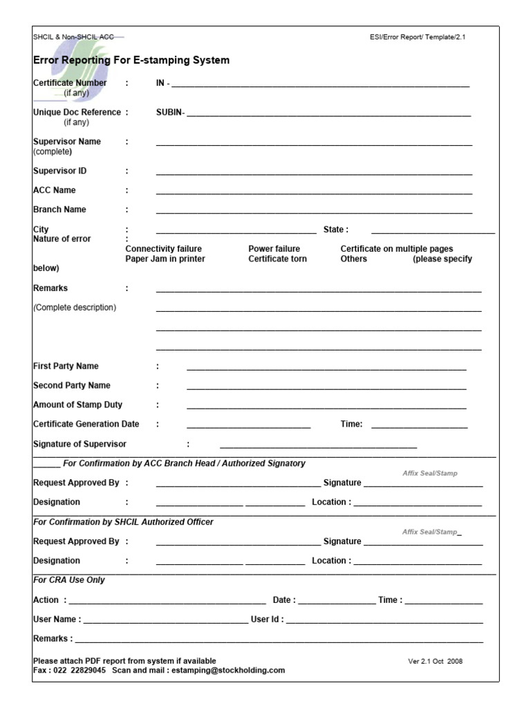 ESI Error Reporting Form New | PDF | Computing