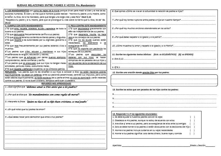 Ficha 4to. Mandamiento. | PDF