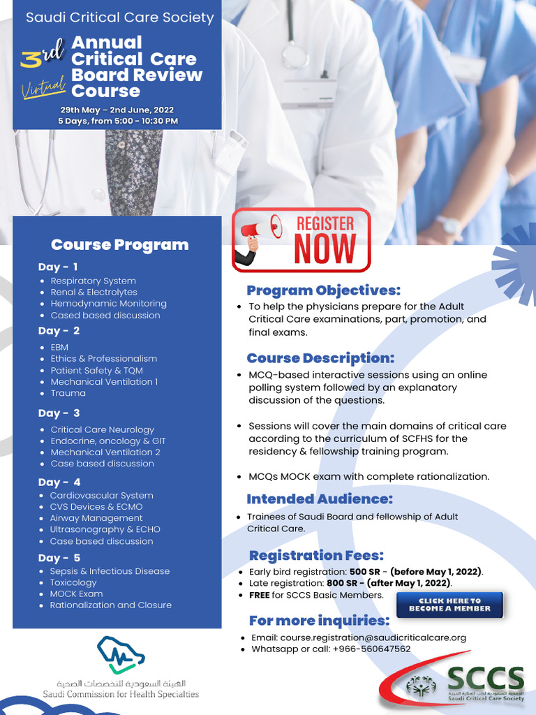 3rd Annual Critical Care Board Review Course Flyer | PDF | Intensive ...