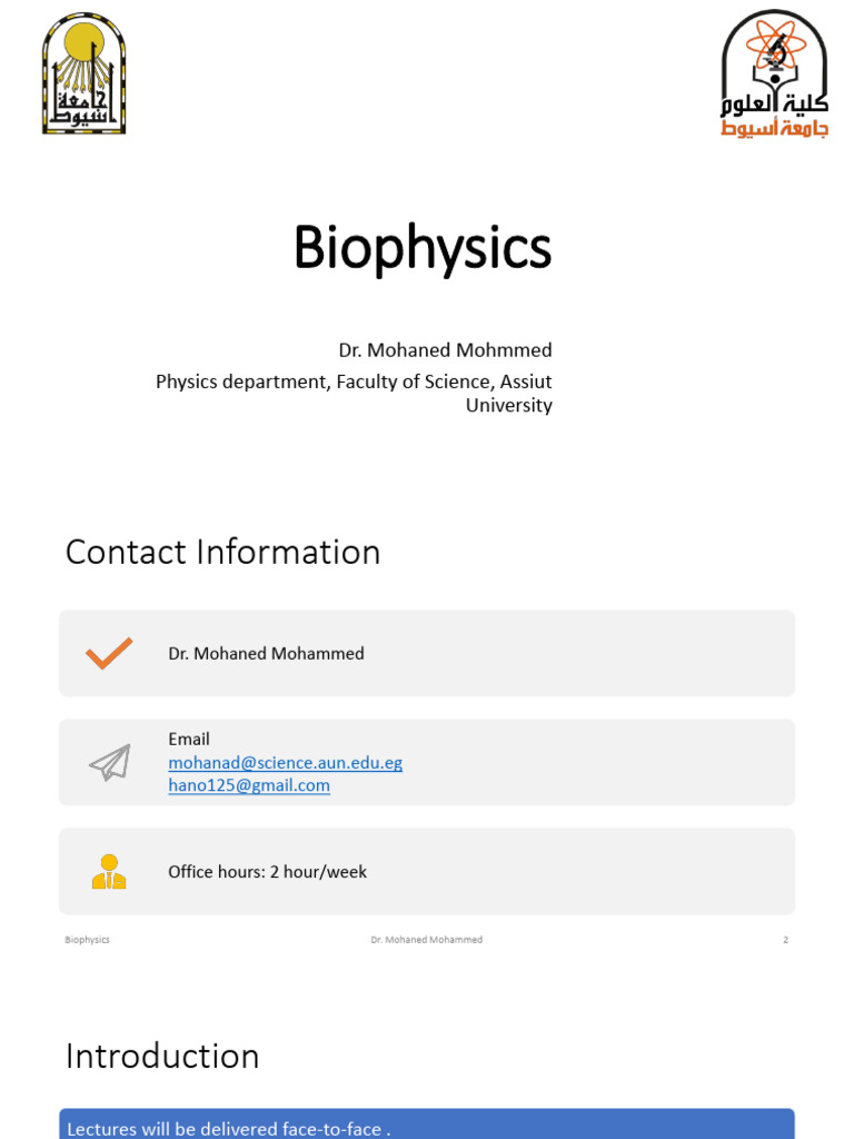 Biophysics Lect 01 | PDF | Force | Physics
