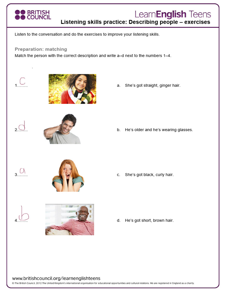 Describing People - Exercises1 4 | PDF