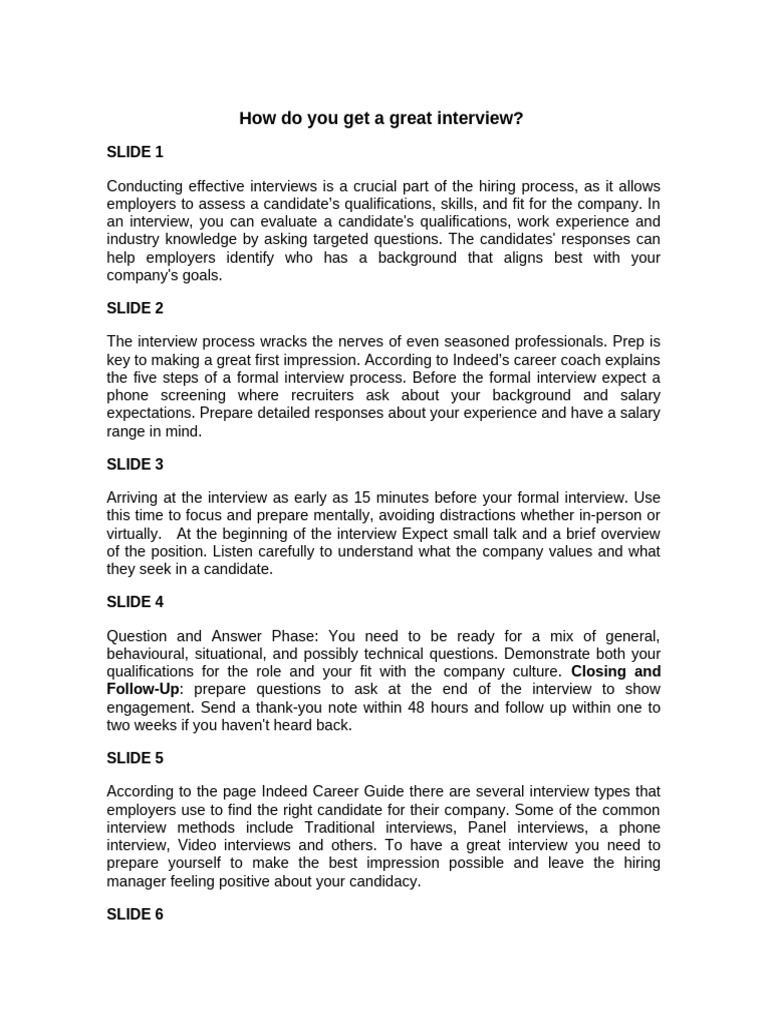 How Do You Get A Great Interview | PDF | Recruitment | Employment