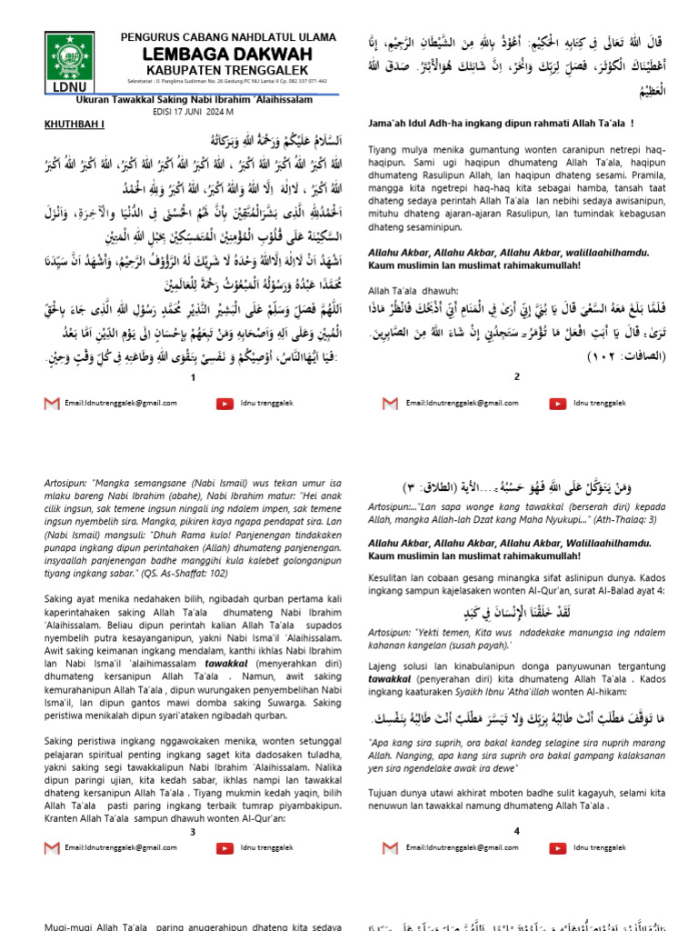 Khuthbah Idul Adh-Ha 17 Juni 2024 - Jawa | PDF