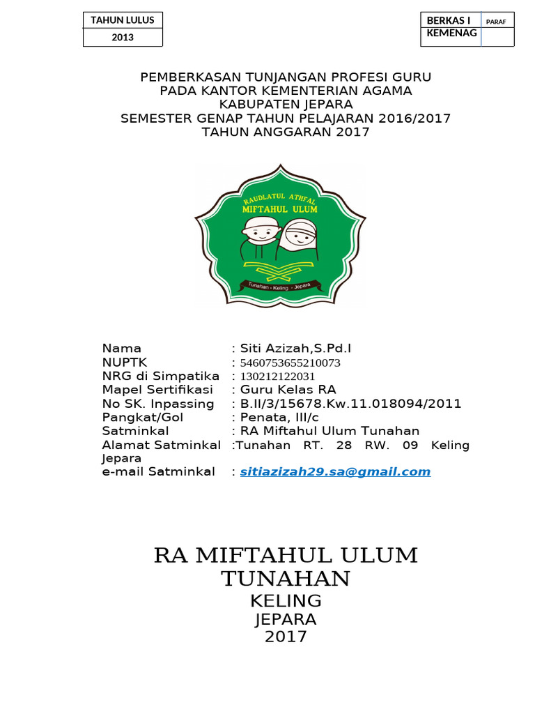 CONTOH COVER TPG - Docx-1 | PDF
