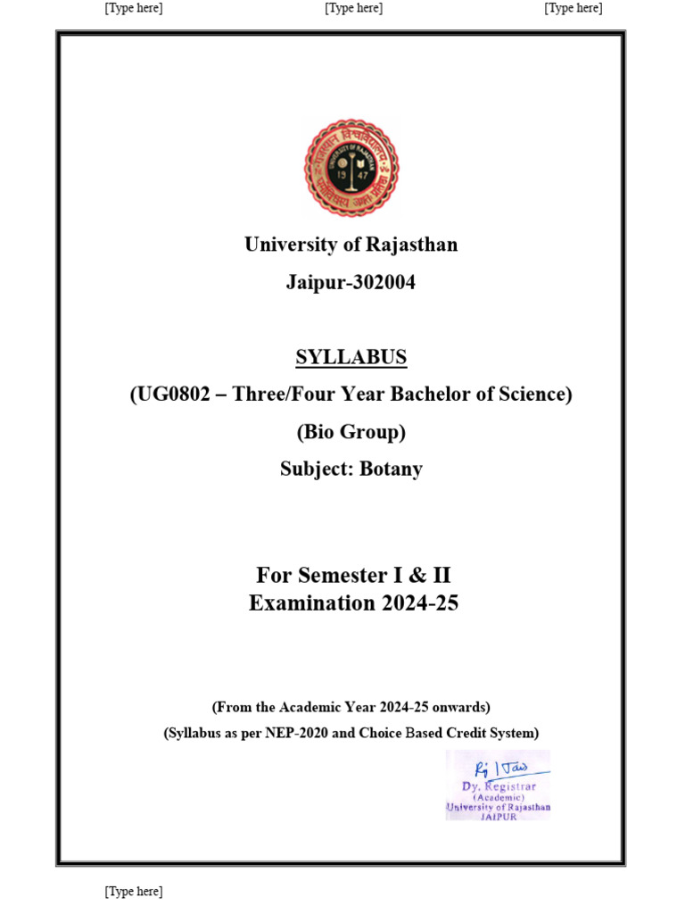 Botany Syllabus for B.Sc. Semester I | PDF | Cell (Biology) | Gene