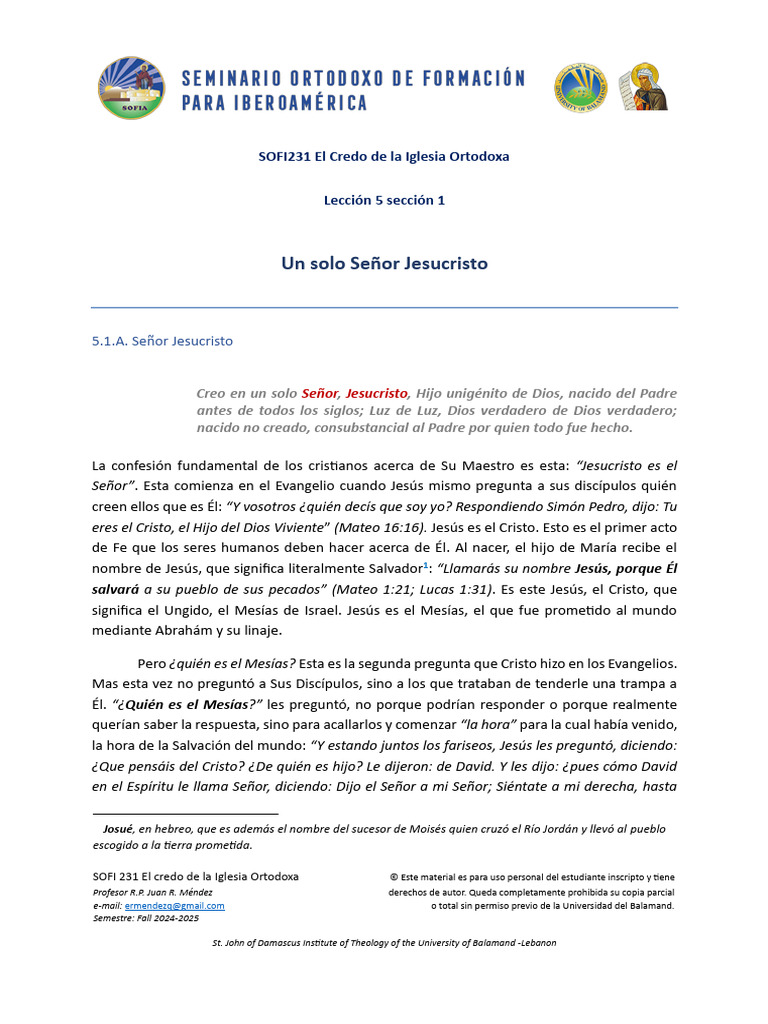El Credo Ortodoxo: Jesucristo Señor | PDF | Cristo (título) | Jesús