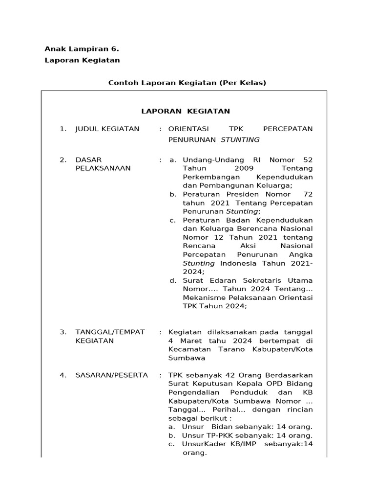 Format Laporan Orientasi TPK 2024 | PDF