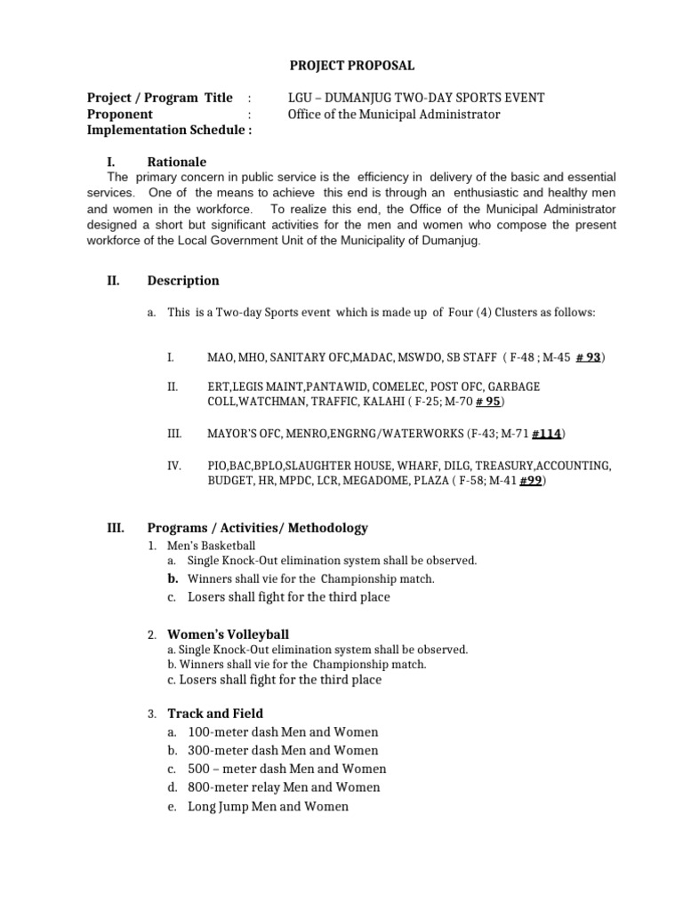 PROJECT PROPOSAL | PDF | Referee | Games Of Physical Skill