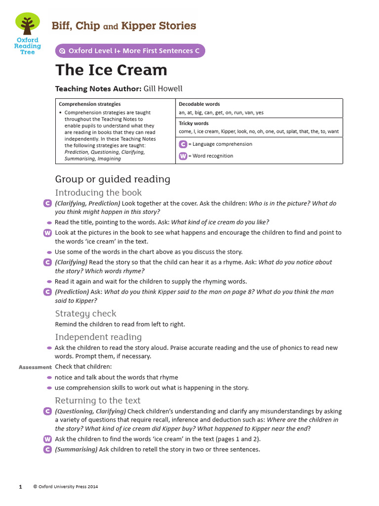Teaching Notes for "The Ice Cream" | PDF | Reading Comprehension ...