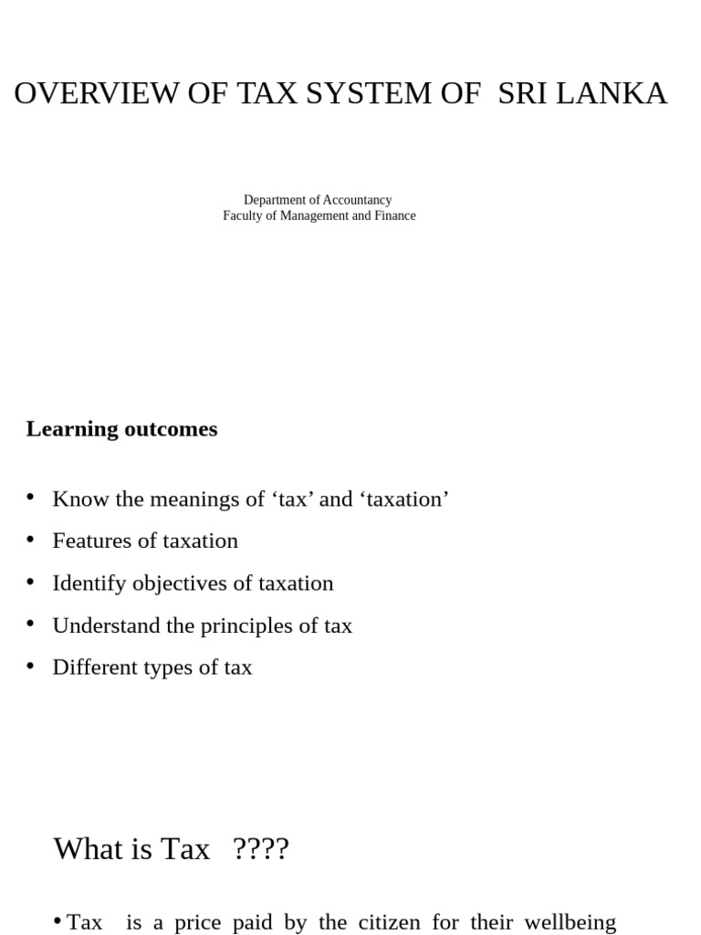 Tax System of SL | PDF | Taxes | Income