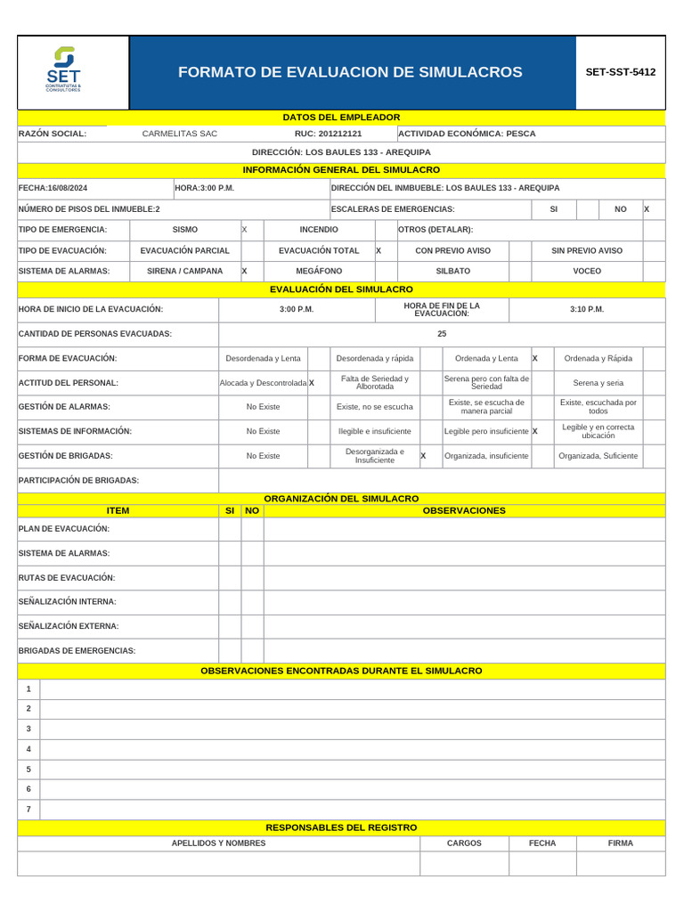 10.evaluación Del Simulacro (Modelo 02) | PDF