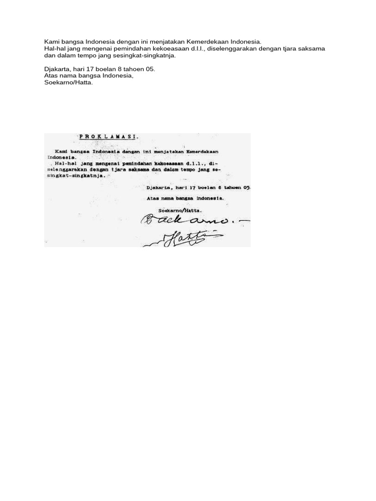 Teks Proklamasi Kemerdekaan Indonesia | PDF | Ilmu Sosial