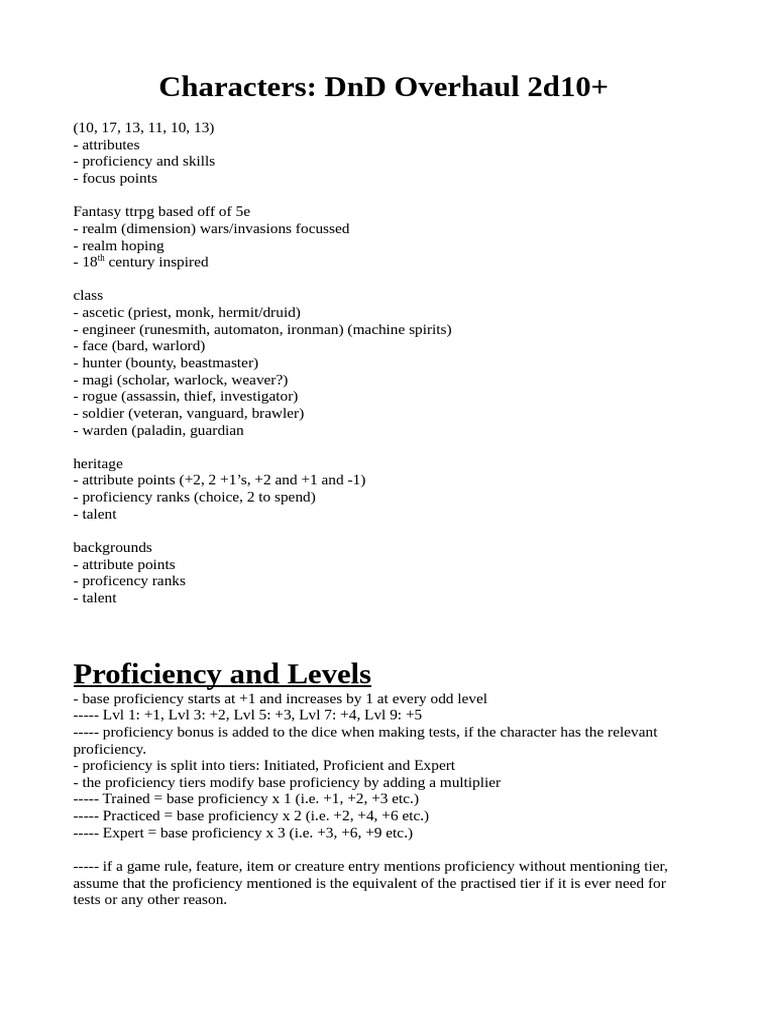 2) Characters - DND Overhaul 2d10+ | PDF