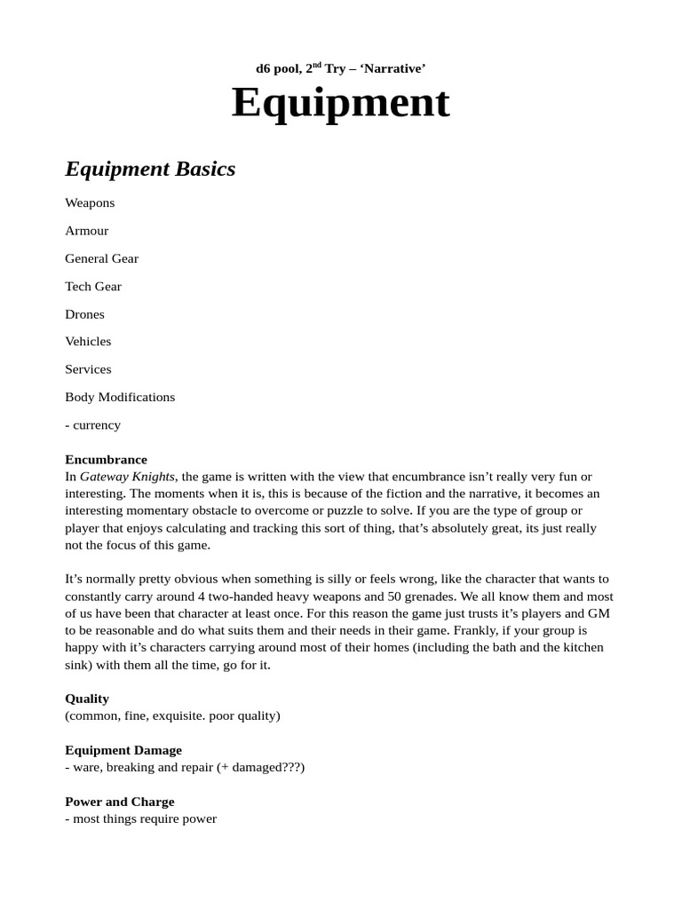 Gateway Knights Equipment Overview | PDF | Shield | Projectile Weapons