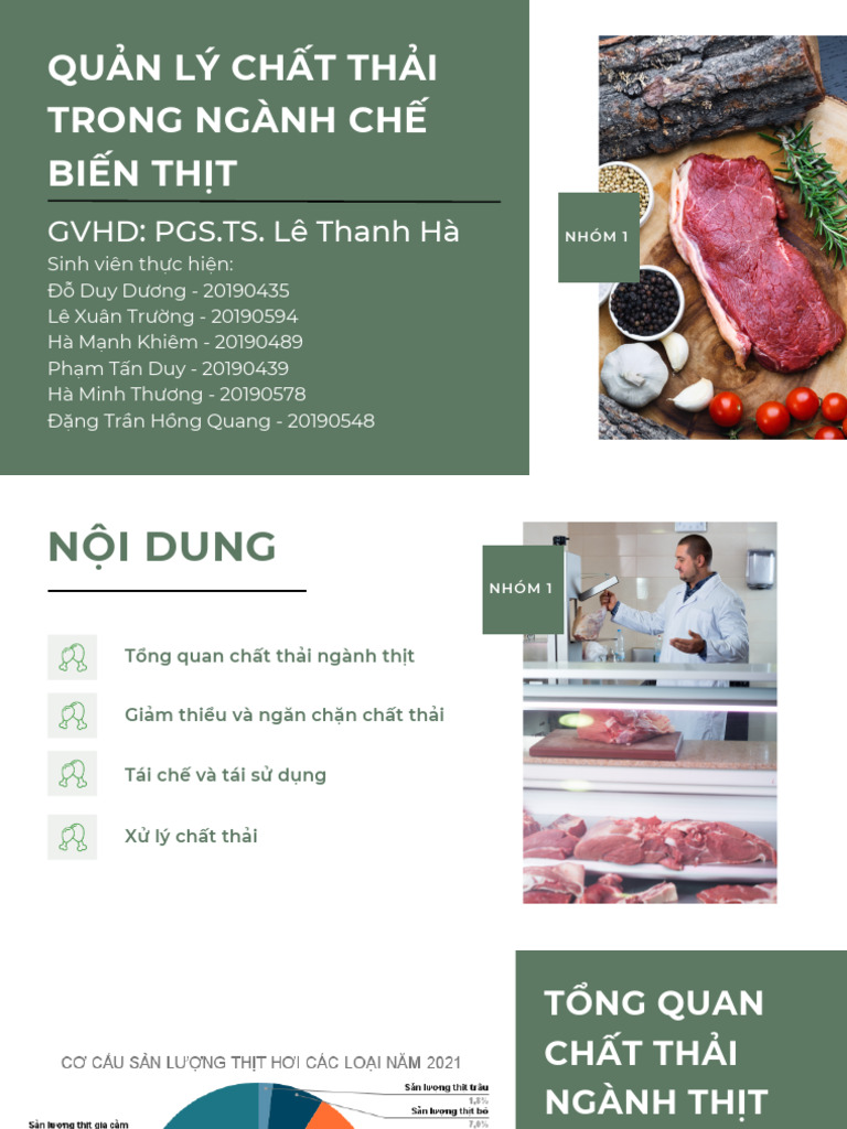 Nhóm 1 QLCT Công Nghiệp Thịt | PDF