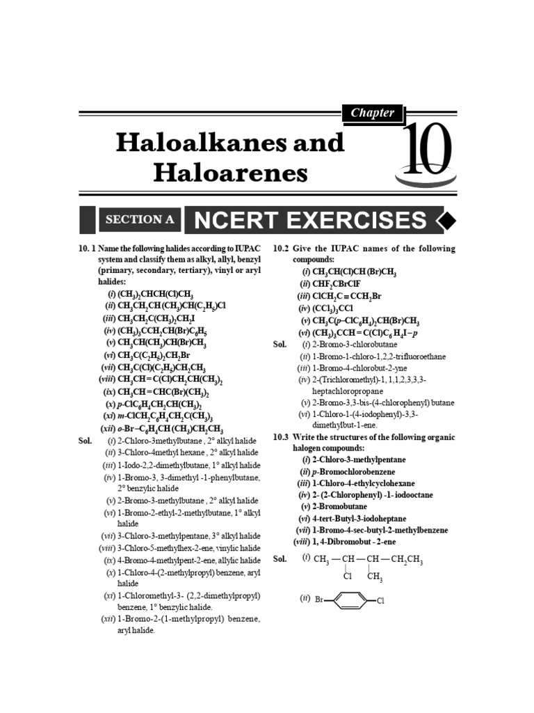 10.haloalkanes and Haloarenes-NCERT | PDF | Chemical Bond | Chemical Substances