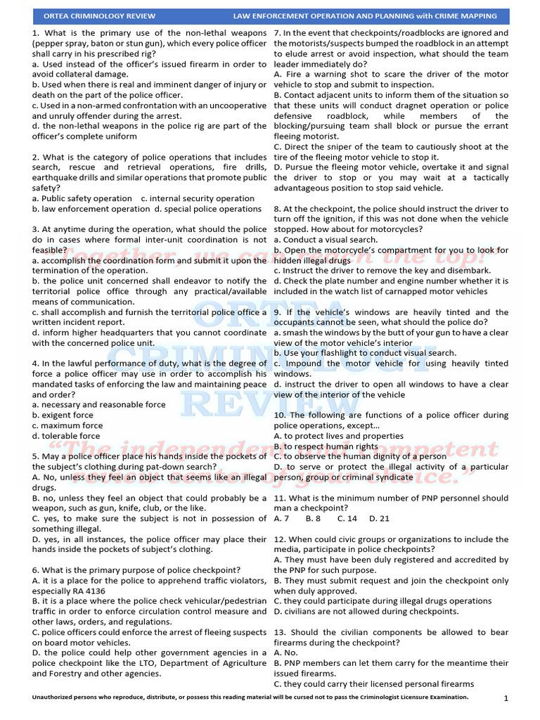 Law Enforcement Operations Review Guide | PDF | Police | Police Officer