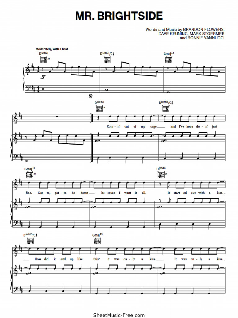 MR Brightside Sheet Music The Killers SheetMusic | PDF