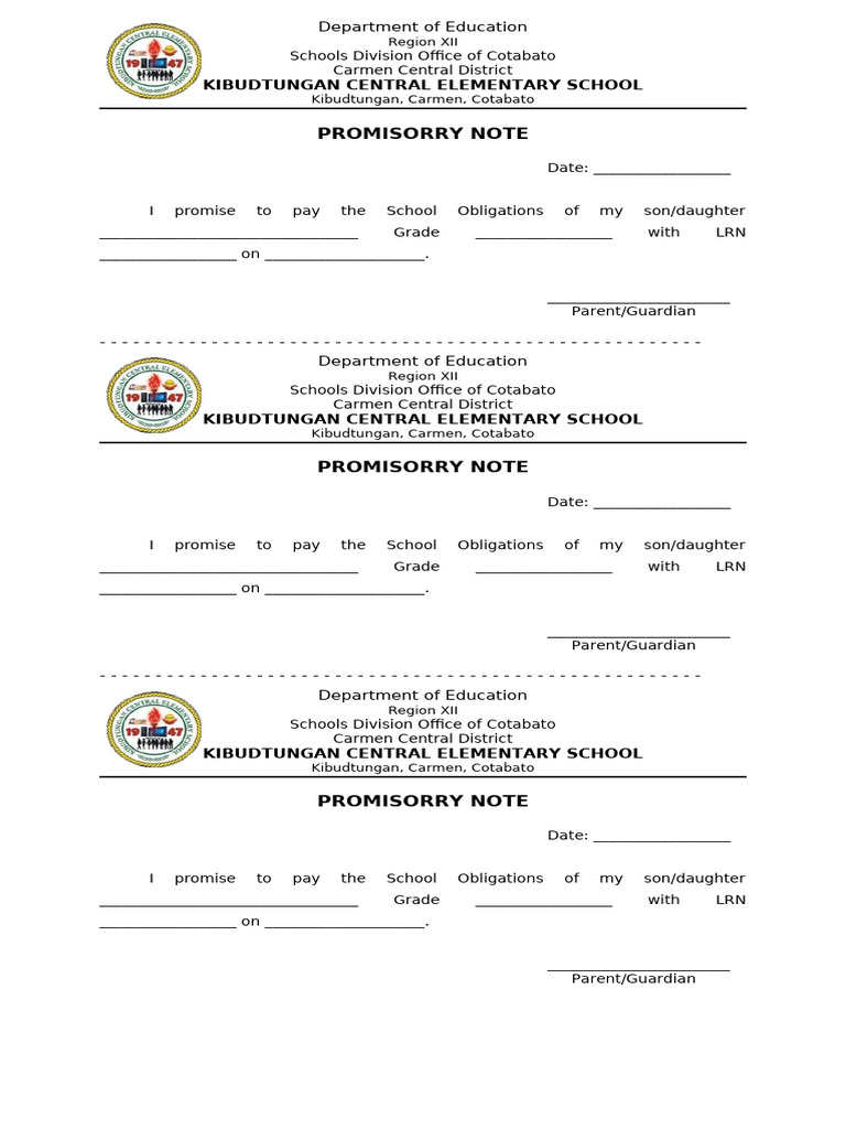 PROMISORRY NOTE-kces | PDF | Family