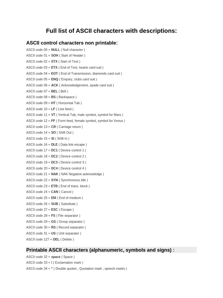 ASCII | PDF | Character Encoding | Punctuation ASCII | PDF | Character Encoding | Punctuation
