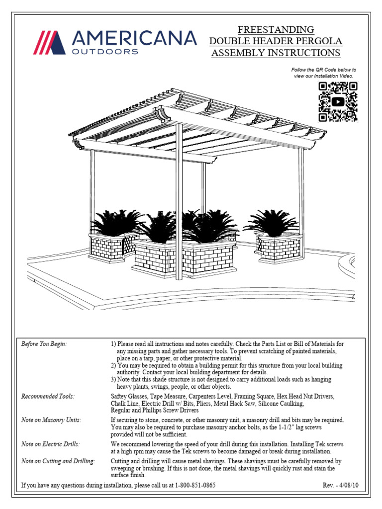 Freestanding Pergola Pdf Screw Drill