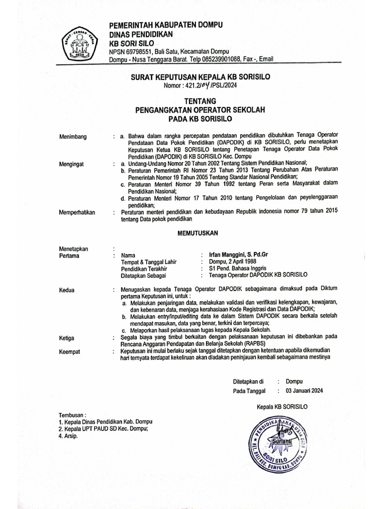 SK Ops Sorisilo 2024 | PDF