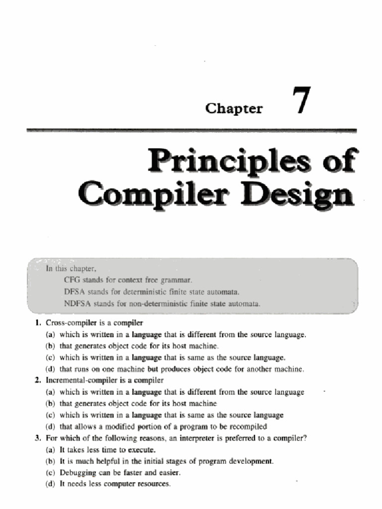 Principle of Compiler Design MCQs PDF | PDF