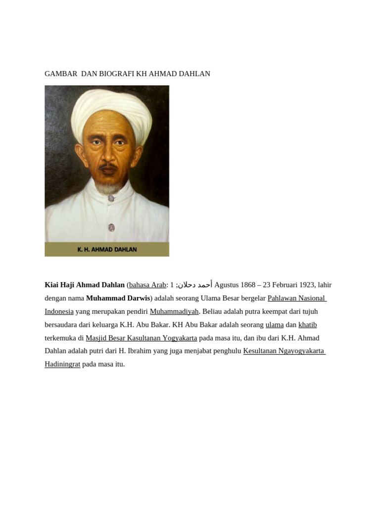 Biografi dan Gambar KH Ahmad Dahlan | PDF