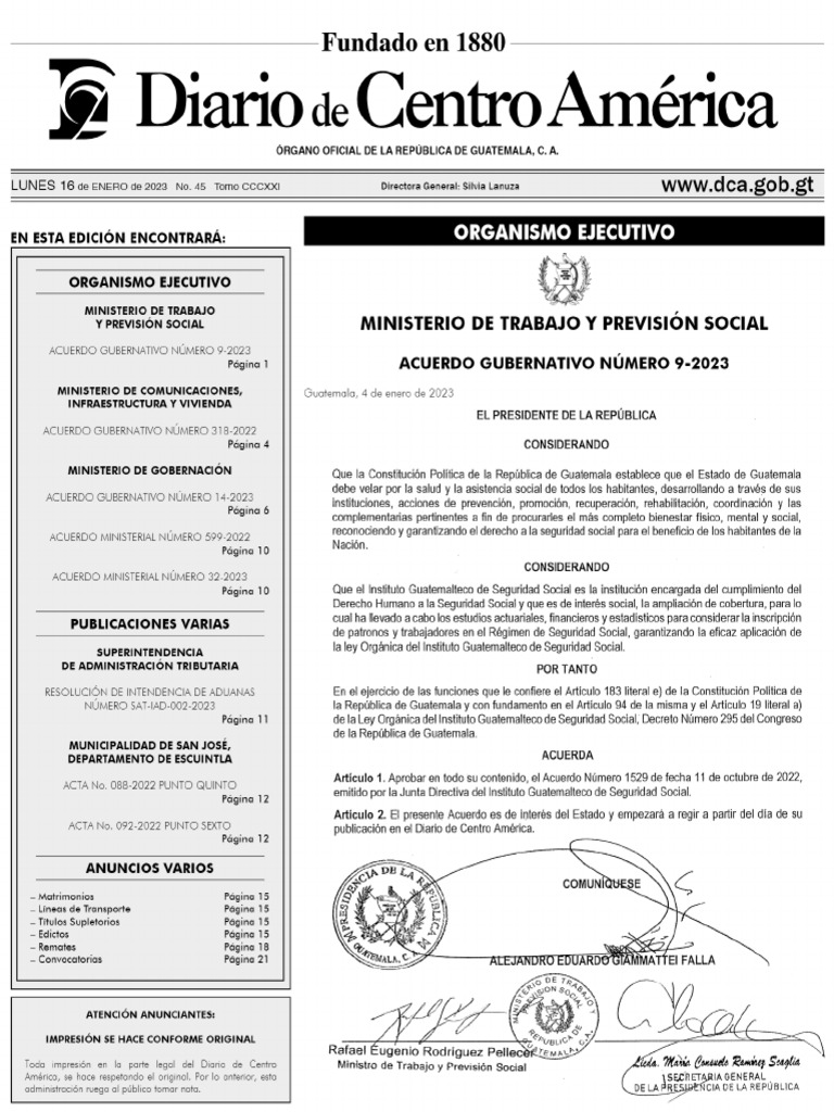 Acuerdo 1529 Reglamento de Inscripción en El Régimen de Seguridad ...