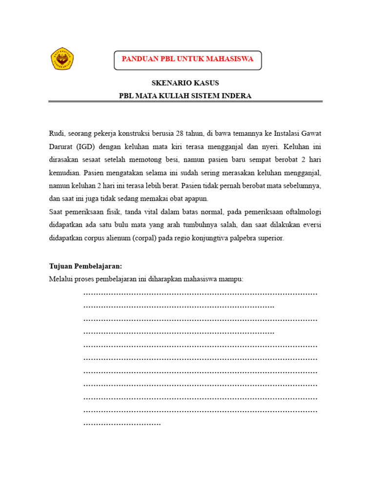 Untuk Mahasiswa - Skenario PBL Sistem Indera 2 | PDF