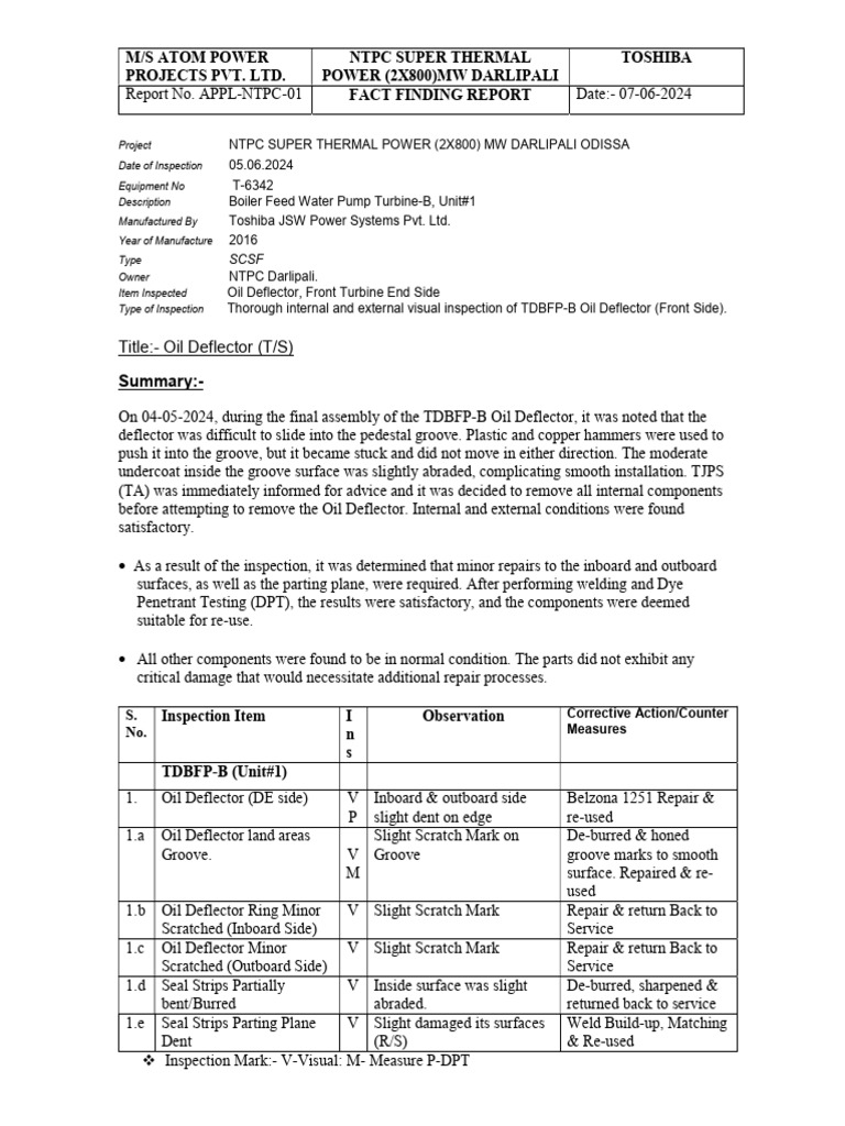 TDBFP-B Fact Finding Report | PDF | Mechanical Engineering
