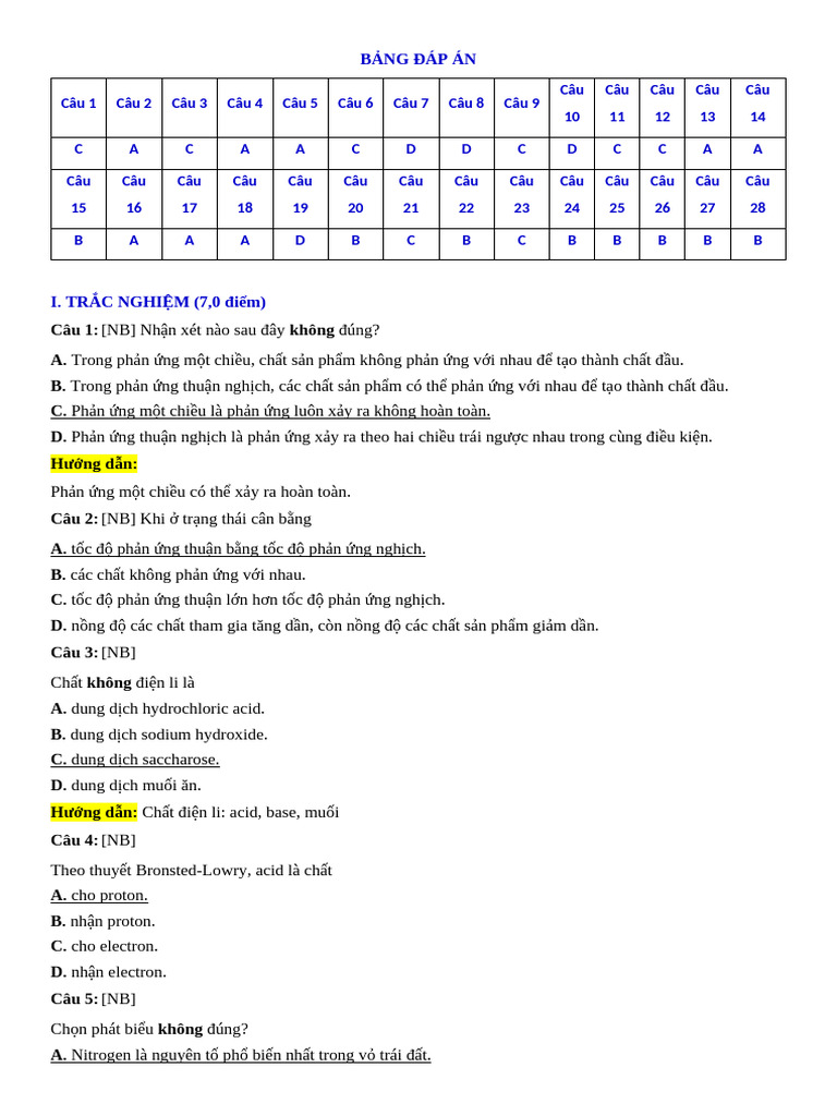 23 - 24. Đề LT Hóa 11 - GHKI | PDF