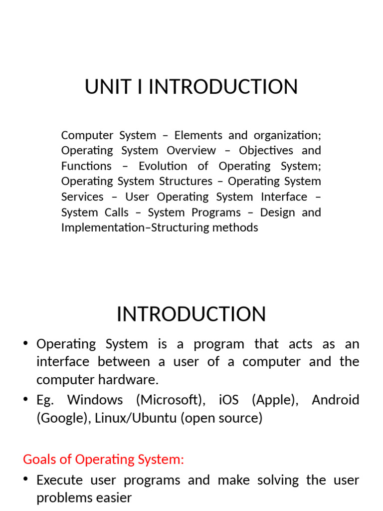 UNIT 1 OS | PDF