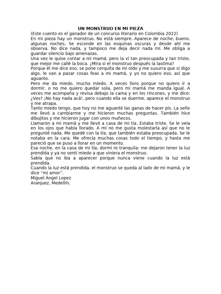 Un Monstruo en Mi Pieza | PDF