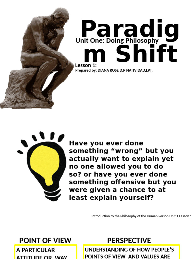 Unit 1 - Lesson 1 and 2 - Paradigm Shift, Human Activities and ...