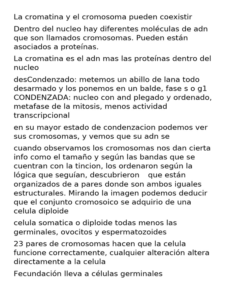 La Cromatina y El Cromosoma Pueden Coexistir | PDF | Ciencia y matemáticas