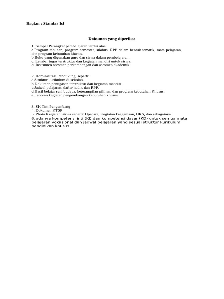 Dokumen Periksa Standar Isi | PDF