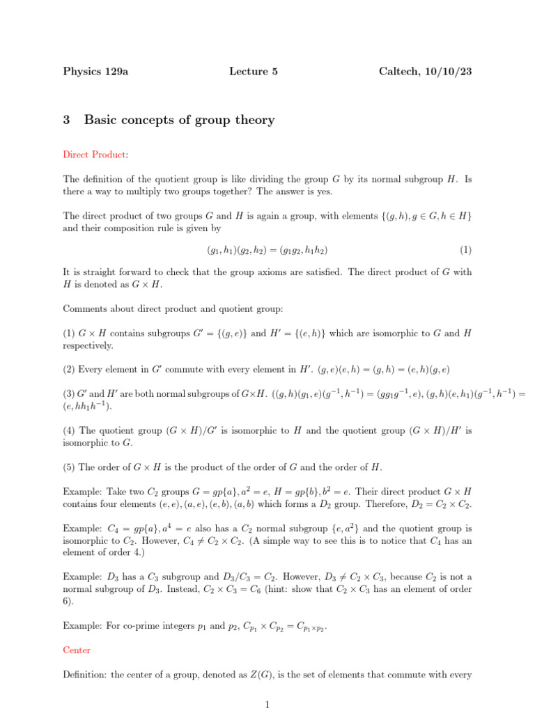 Lecture 1010 | PDF | Group (Mathematics) | Group Representation