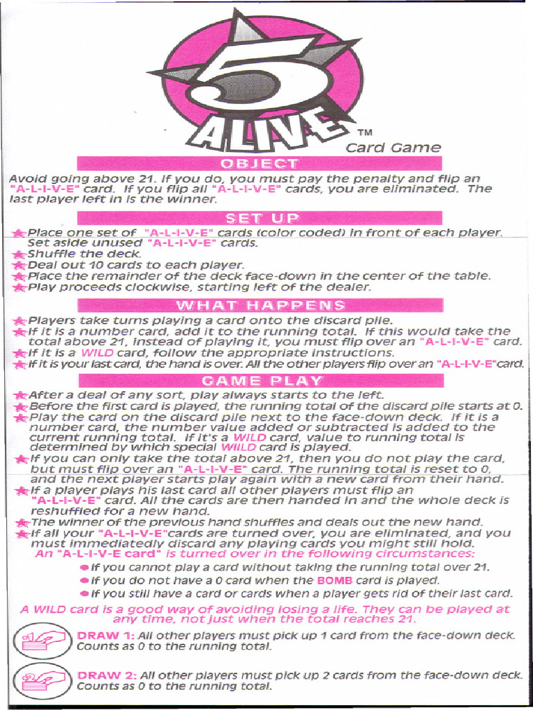5-alive-Card-Game-Instruction-Guide | PDF | Sports | Board Games