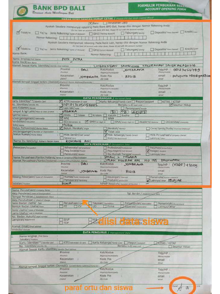 TUTORIAL PENGISIAN FORMULIR TABUNGAN SIMPEL BANK BPD BALI | PDF