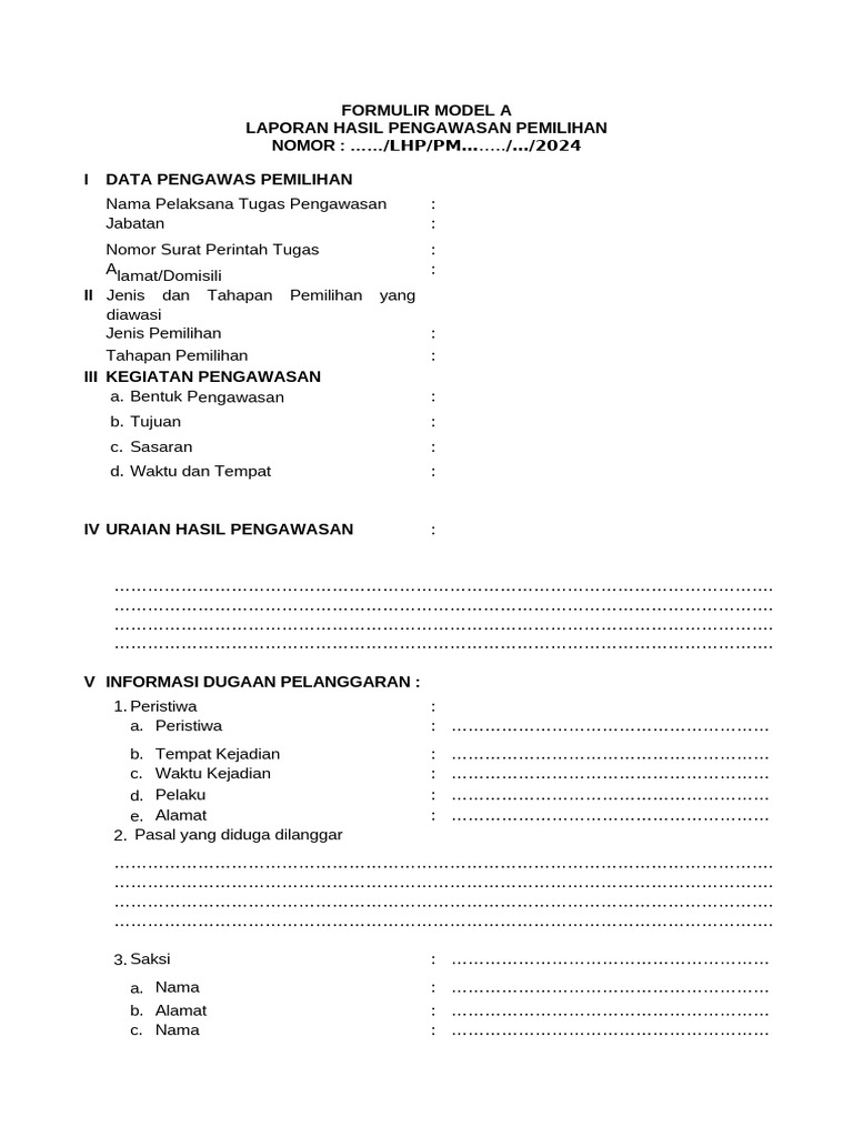 Formulir Model A Pemilihan | PDF