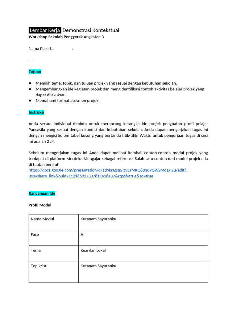 Lembar Kerja 2. Demonstrasi Kontekstual (Sinkronus 2) H14 Ernawati | PDF