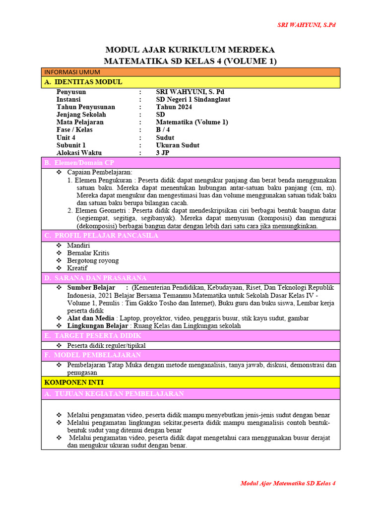 MA MTK Unit 4 Sudut Akreditasi | PDF