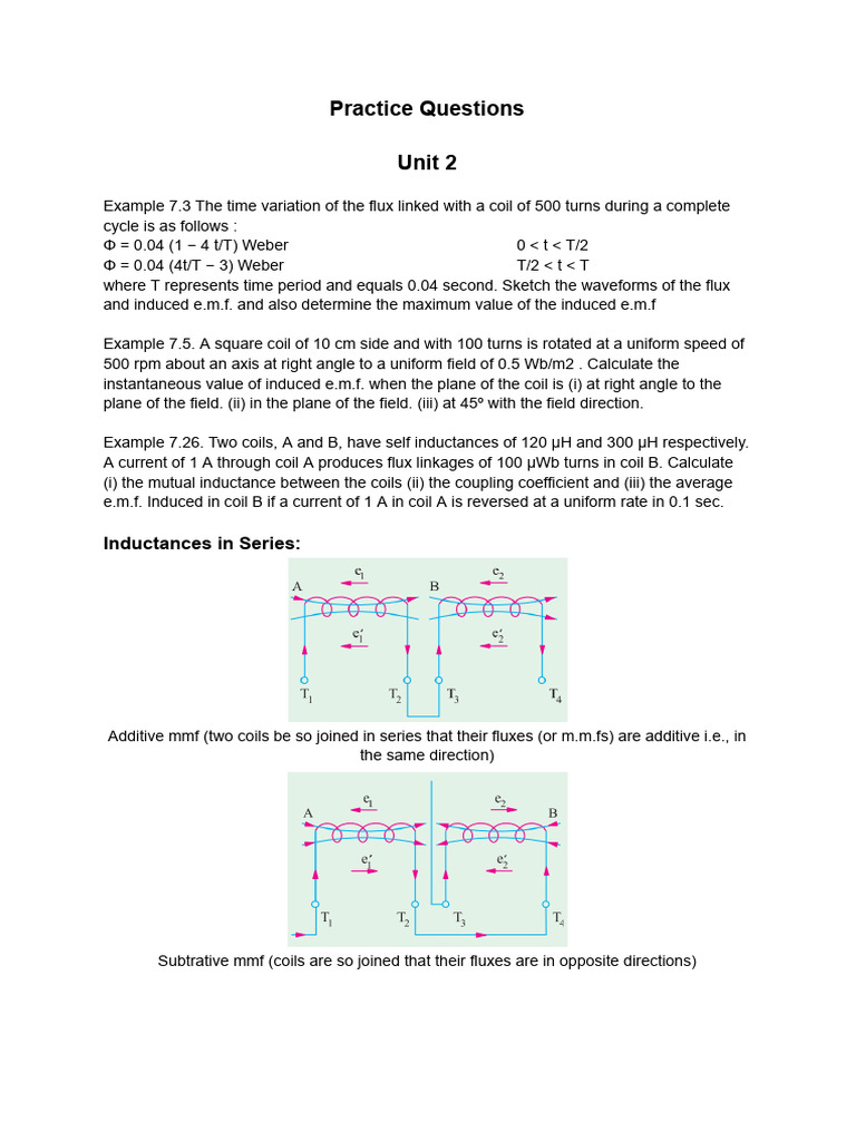 Practice Questions | PDF | Electromagnetism | Electrical Engineering