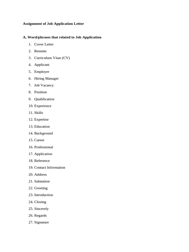 Assignment of Job Application Letter | PDF