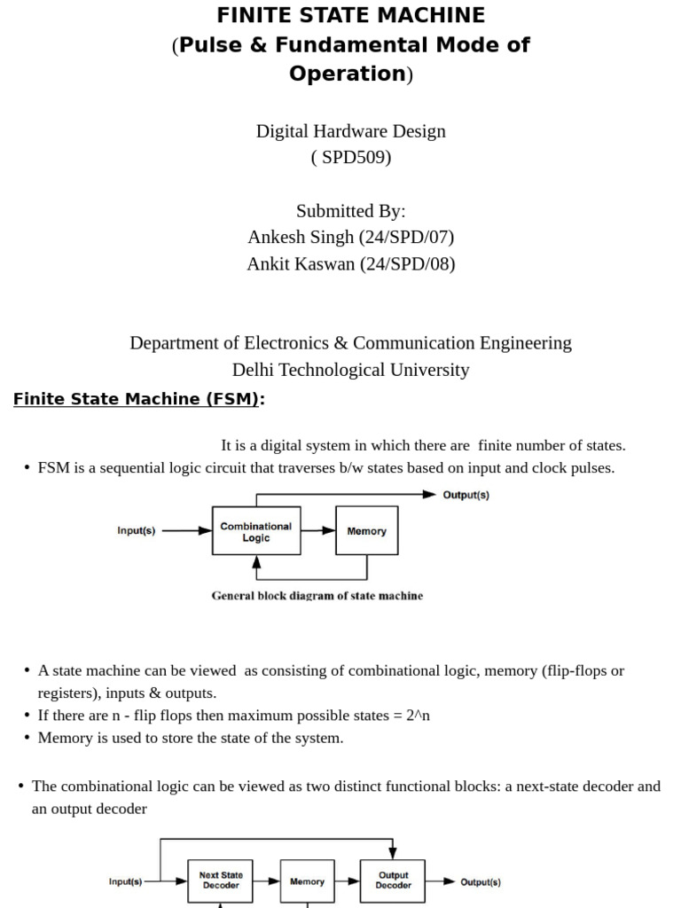 FINITE STATE MACHINE (Pulse & Fundamental Mode of Operation) | PDF | Computing | Computer ...